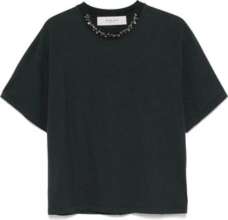 Golden Goose Femme, Tops, Gris, Taille: 38 FR T-shirt en coton &agrave; encolure orn&eacute;e