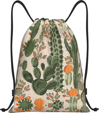Generic Gr&uuml;ner Cactusdruck Sportbeutel Tasche Leicht Unisex Zuziehbeutel for Strand Damen Schwimmen 36X42Cm