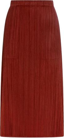 Pleats Please Issey Miyake jupe mi-longue &agrave; design pliss&eacute; - Rouge