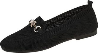 Generic Ballerines plates en tricot confortables pour femme - Couleur unie - Respirantes - L&eacute;g&egrave;res et confortables - Chaussures de marche d&eacute;contract&eacute;es en ple