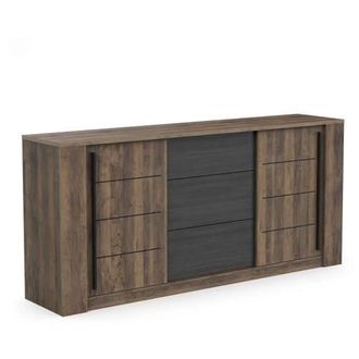 Demeyere Sideboard, Dunkles Holz und Schwarz, 200 x 90 x 45 cm