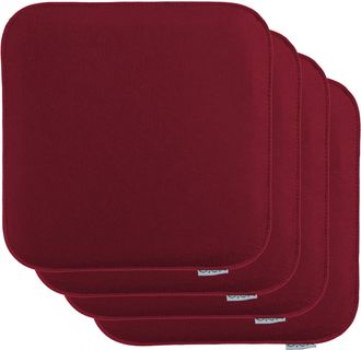 Brandsseller 4er Set Sitzkissen aus Filz 35x35x2 cm - Robuste Stuhlauflagen für innen und außen, eckiges Sitzpolster, strapazierfähiges Kissen für Stühle - Bordeau