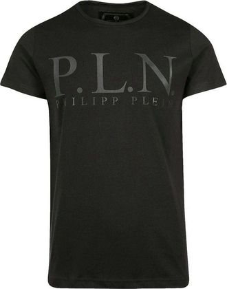 Philipp Plein T-Shirt Platinium Cut P.L.N. Rundhals Shirt Rohe Schnittkanten, Zwei-Nadel-Steppung, Gerippter Rundhals