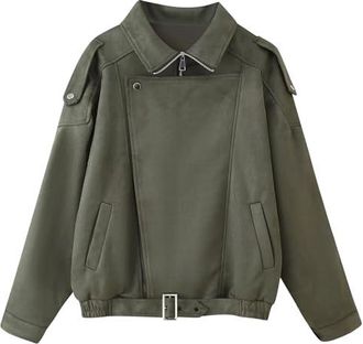 Generic Veste bomber en faux daim surdimensionn&eacute; 2026 tendance hiver v&ecirc;tements dext&eacute;rieur automne mode d&eacute;contract&eacute; fermeture &eacute;clair manteaux &eacute;l&eacute;gants v&ecirc;tement