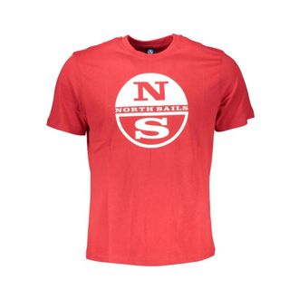North Sails Rotes Baumwoll-Print-Logo-T-Shirt - - Tops - Herren - Rot - XL