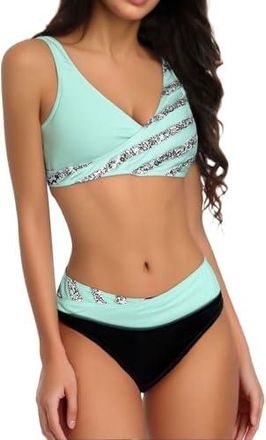 Generic Bikini pour femme - &Eacute;l&eacute;gant et sexy - Deux pi&egrave;ces - Triangle - Col en V - Maillot de bain push-up - Bikini ventre plat - Haut de bikini - Soutien de l