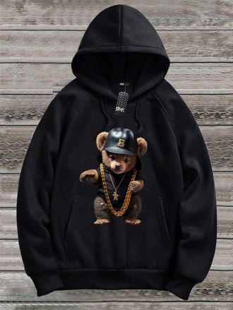 rmk Hoodie Herren Pullover Pulli Kapuzenpullover Sweatshirt Gangster Teddy B&auml;r mit Kapuze