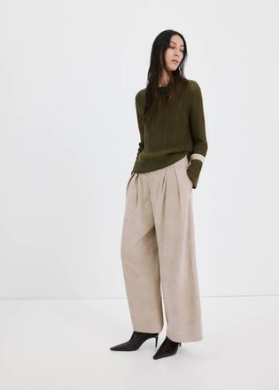 Mango Pull-over maille c&ocirc;tel&eacute;e kaki - Femme - XXS - MANGO