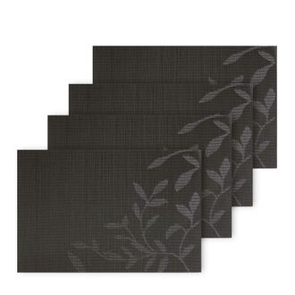 Delindo Lifestyle Tischsets Platzsets Mandal, Abwaschbar und Abwischbar, Anthrazit, 4er-Set