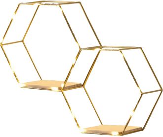 Generic Sechseckige schwebende Regale - Wandregal mit Waben, sechseckiges Wandregal aus Metall mit Lichtern, Wandregal f&uuml;r K&uuml;che, Badezimmer