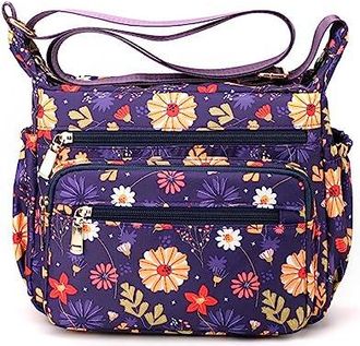 YYW Grand sac &agrave; bandouli&egrave;re pour femme - Sac &agrave; bandouli&egrave;re d&eacute;contract&eacute; pour le shopping, la randonn&eacute;e, lutilisation quotidienne, Marguerite avec violet, T