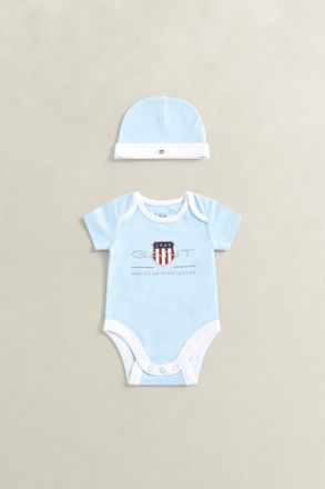 GANT Kinder Set mit Strampler und M&uuml;tze (62) SKY Blau