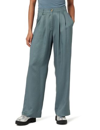 The Drop Damen Amalia Relaxed Plissee Hose, Stormy Weather, S