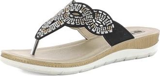 Inblu Femme Ciabatte Donna Con Motivo Incrociato Ricoperto Da Brillantini Bicolore, Plantare in Ecopelle Imbottito Multiprise à Bande, Noir, 38 EU