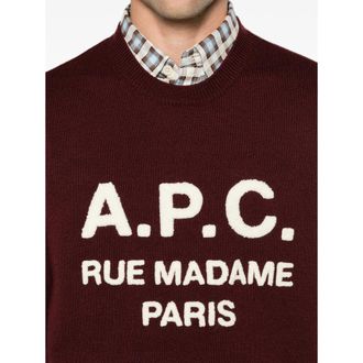 A.P.C. Logo Intarsia Knit Virgin Wool Sweater - Red