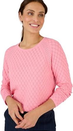 Damart Pull Ajour&eacute; &Agrave; Base De Coton Biologique, Femme, Col Rond, Rose, 38/40