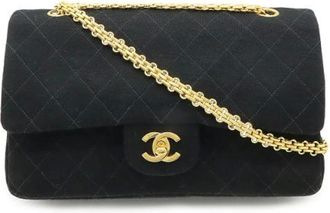 Chanel Pre-owned Sac bandouli&egrave;re Matelass&eacute; 25 en jersey de coton - Femme - Pre-owned - Noir - Taille: ONE Size