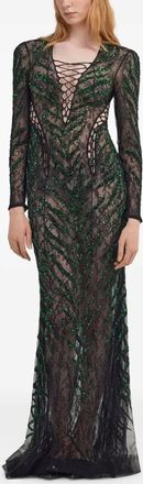 Roberto Cavalli robe longue à ornements - Noir