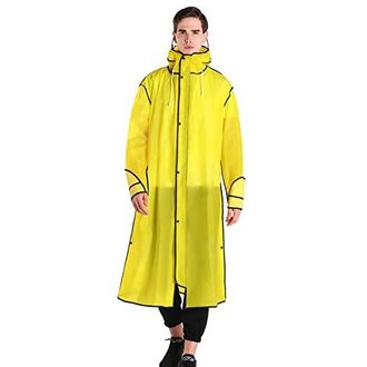 Generic Manteau de pluie imperm&eacute;able avec capuche, poncho de pluie pour homme, long, grande taille, veste de pluie portable r&eacute;utilisable avec capuche pour ran