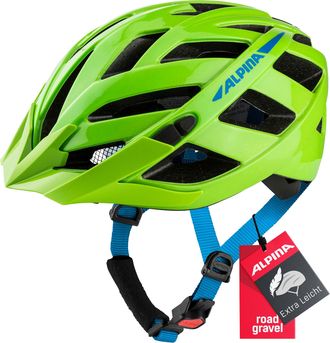 Alpina PANOMA - Reflektierender & Optimal Belüfteter Fahrradhelm Mit Fliegennetz & Nachrüstbarem LED Für Erwachsene, Green-Blue Gloss, M (56-59 cm)