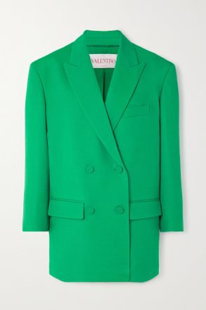 Valentino Garavani Doppelreihiger Oversized-blazer Aus Crêpe Aus Einer Woll-seidenmischung - Grün