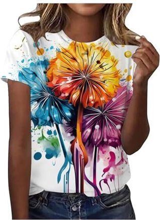 Generic T-shirt Femme Col V T-shirt Femme avec Imprim&eacute; Col Rond Confortable Comme Basique &agrave; Manches Courtes Pour Le Style Quotidien Simple T-shirt Noir T-shir