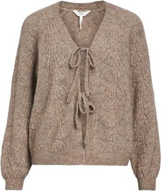 Object Objflora Re L/S Knit Cardigan Noos, Taupe désert/détail : chiné, M Femme