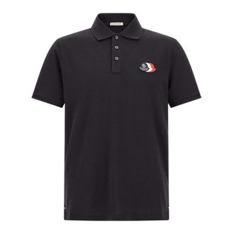 Moncler Polo-Shirt aus Baumwoll-Piqu&eacute; - - Tops - Herren - Blau - 2XL