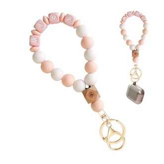 Generic Bracelet porte-cl&eacute;s en perles de silicone - &Eacute;l&eacute;gant porte-cl&eacute;s | Perles en silicone r&eacute;sistant &agrave; lusure avec breloque, pratique pour les femmes pour le