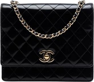 Chanel Sac bandouli&egrave;re matelass&eacute; en cuir verni doccasion - Femme - Pre-owned - Noir - Taille: ONE Size