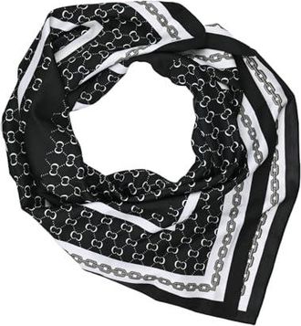 Lumberjack &Eacute;charpe/Foulard Femme en Pure Soie, Carr&eacute; 90x90 cm, Motif Logo Monogramme et Cha&icirc;ne, avec Bo&icirc;te Cadeau