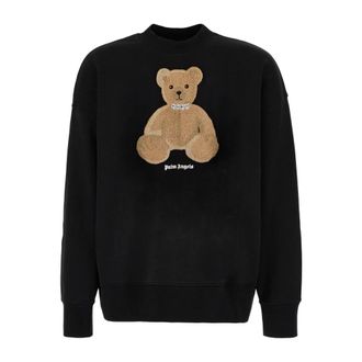Palm Angels Homme, Sweatshirts et sweats &agrave; capuche, Noir, Taille: L SweaT-shirt avec motif ours textur&eacute;