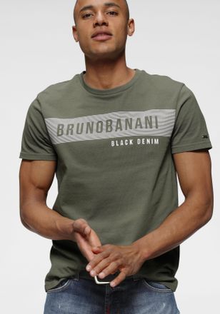 Bruno Banani T-Shirt BRUNO BANANI, Herren, Gr. XXL (60/62), gr&uuml;n (oliv), Single Jersey, Obermaterial: 100% Baumwolle, bedruckt, schmal, Rundhals, Shirts T-Shirt, k