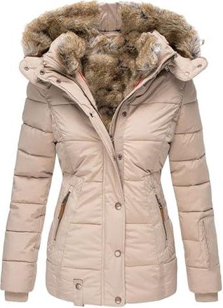 Generic Veste dhiver &agrave; capuche en fausse fourrure pour femme - Parka chaude doubl&eacute;e avec fermeture &eacute;clair - Coupe ajust&eacute;e, abricot, 3XL