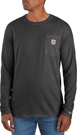 Carhartt Work in Progress Herren 104617 Force Relaxed Fit Midweight Long Sleeve Pocket T-Shirt, Anthrazit meliert, 4X-Large Groß