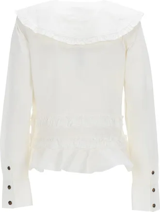 Ganni Ruffle Organic Cotton Shirt - White
