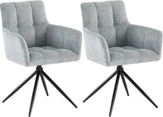 Clp Esszimmerst&uuml;hle 2er Set, Sessel Jonah drehbar mit Armlehnen, modern Drehstuhl mit Stoff f&uuml;r Wohnzimmer 150 kg belastbar, Farbe:hellgrau