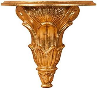 Biscottini International Barockregal 33 x 17 x 29 cm | Antikgold-Regal | Shabby Chic Wandregale | kleine barocke Wandkonsole