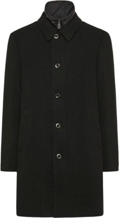 Peuterey Homme, Manteaux, Noir, Taille: 2XL Manteau en Laine Noir Design Élégant