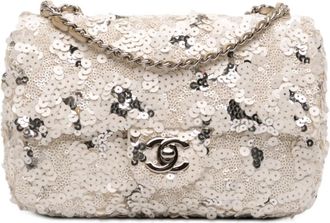 Chanel Hobo Bags - Mini Rectangular Classic Canvas Sequin Single Flap - Gr. unisize - in Wei&szlig; - f&uuml;r Damen