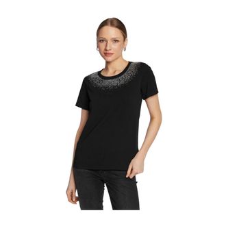 Liu Jo Kurzarm Schwarzes T-Shirt mit Strass - - Tops - Damen - Schwarzk - 2XS