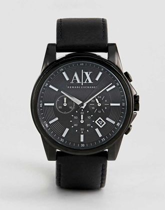 A|X Armani Exchange AX2098 - Montre chronographe en cuir - Noir