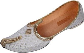 Generic Jutti Mojari pour homme Motif ethnique fait &agrave; la main Taille US 8-12 &Eacute;toile vierge, bordeaux, 44.5 EU