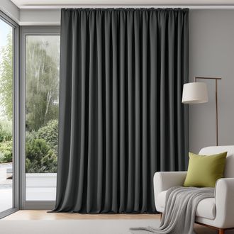 Deconovo Extra Breite Gardine Wohnzimmer Kurz Vorhang mit Kräuselband Blickdicht Vorhänge für Schiene Kälteschutz Raumteiler Vorhang Thermogardine, 175x280 cm(
