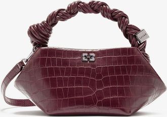 Ganni Burgunderrote Kroko-Mini-Bou-Tasche burgunderrot rot
