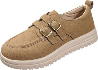 Generic Mocassins d&eacute;contract&eacute;s et confortables pour femme - &Eacute;l&eacute;gants et polyvalents - Boucle ronde - Confortables - Large largeur - Chaussures de marche, de t