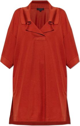 Lacoste Femme, Robes, Rouge, Taille: 38 FR Runway Silk Piqu&eacute; Polo Collar Dress