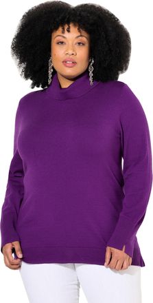 Ulla Popken Damen Rollkragenpullover, Breite Rippbündchen, Langarm Pullover, Dunkles Violett, 54-56 EU