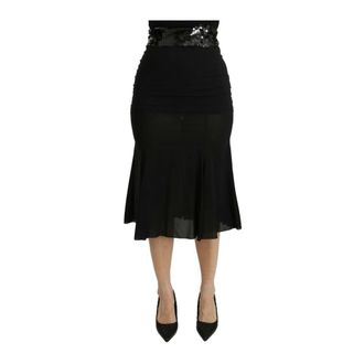 Dolce & Gabbana Mermaid High Waist Midi Seidenrock - - Skirts - Damen - Schwarzk - M