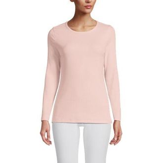 Lands End Langarmshirt aus mikrofeinem Baumwollripp, Damen, Gr&ouml;&szlig;e:32-34 regular, Pink, Baumwolle/Elasthan, by Lands End